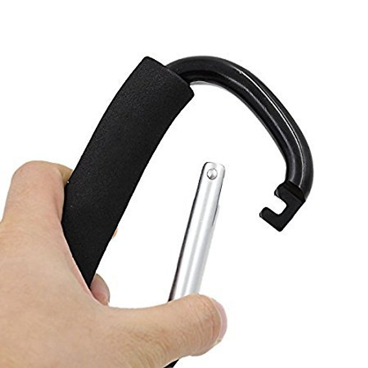 2pcs in Pack Universal Large Buggy Clip Pram Pushchair Shopping Bag Hook Carabiner (Black 14cm)