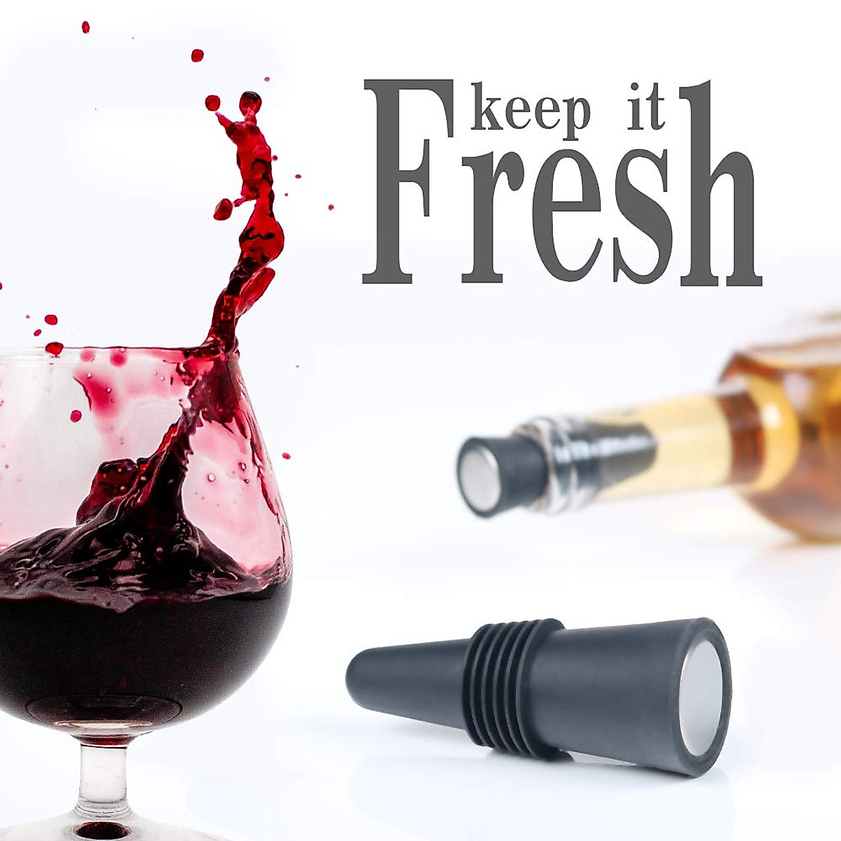 Holobo 15 Pcs Wine and Beverage Bottle Stoppers with Grip Top ,Silicone Wine Stopper Bottle Sealer for Drinks Reusable Wine Saver ,Assorted Colors