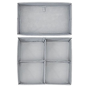 mDesign Soft Fabric Dresser Drawer and Closet Storage Organizer Set for Child/Kids Room, Nursery, Playroom - 2 Pieces, 5 Compartments - Textured Print - Gray