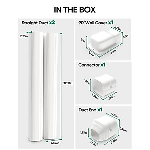 Plusluck 4" 7.5Ft Mini Split Line Set Cover Kit PVC Decorative Pump Covers AC Line Cover for Outside Units Air Conditioners & Heat Pump