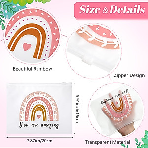 Wesiti 50 Pcs Rainbow Cosmetic Bag Inspirational Gifts for Women Motivational Quotes Cosmetic Makeup Bag Bulk EVA Matte Waterproof Zippered Pouch for Women Girl Teacher Christmas Gift(You Are Amazing)