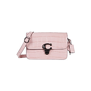 Coach Embossed Croc Studio Shoulder Bag Pink One Size