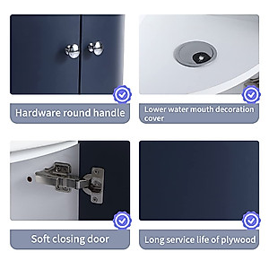 Yone jx je Corner Bathroom Vanity Sink Combo for Small Cabinet And Storage Space Saving Wall Mounted Cabinet Set, Ceramic Sink