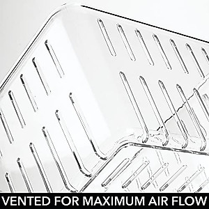 mDesign Plastic Food Cabinet Storage Organizer Container Bin with Open Vents for Kitchen, Pantry, Refrigerator Organization - Holds Fruit, Vegetables, Cheese - Ligne Collection - 4 Pack - Clear