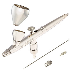 Harder & Steenbeck Airbrush Kit - Evolution Silverline fPc Two in One - German-Engineered Dual Action Painting Set with Gravity Feed - 0.2mm and 0.4mm Self-Centering Nozzle - 126103