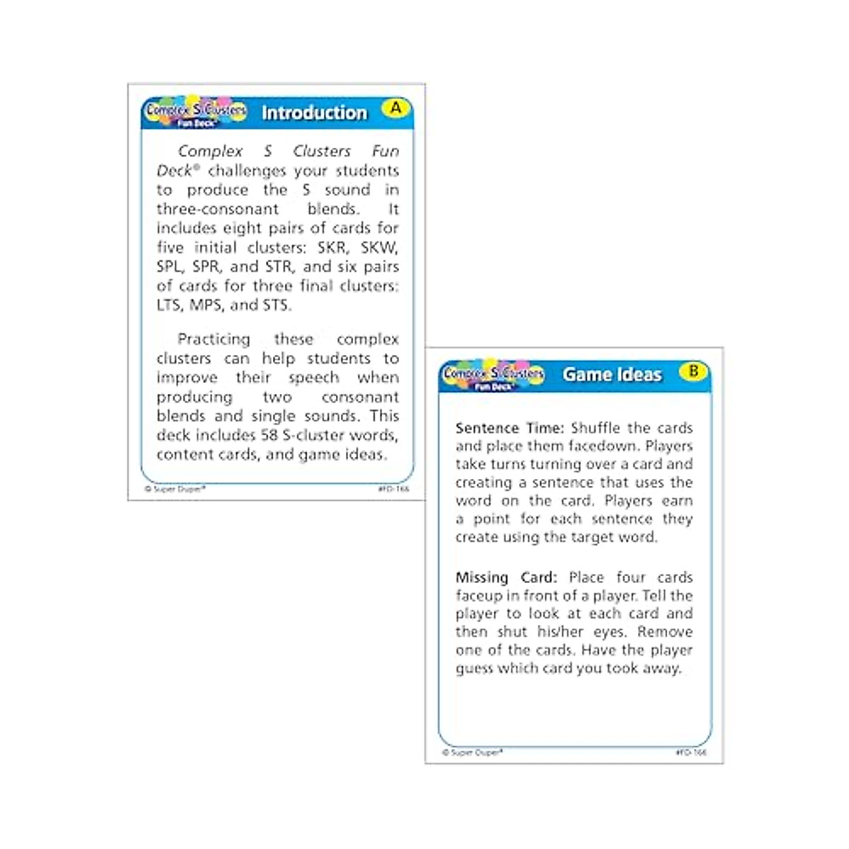 Super Duper Publications | Complex S Clusters Sounds Fun Deck Flash Cards | Educational Learning Resource for Children