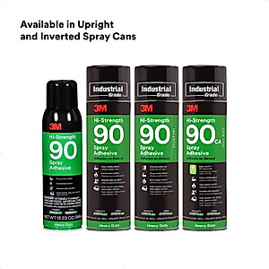 3M Hi-Strength Spray Adhesive 90, Clear Glue, Permanent, High Strength Bonding, High Tack, Bonds Laminate, Wood, Concrete, Metal, Plastic, 17.6 oz Net Wt, NOT FOR SALE IN CA AND OTHER STATES
