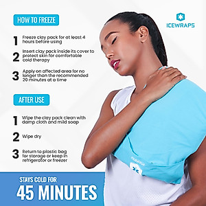 ICEWRAPS 12"x21" Extra Large Ice Pack with Soft Fabric Cover | Clay Ice Pack for Physical Therapy | Soft Ice Packs for Injuries Reusable Blue