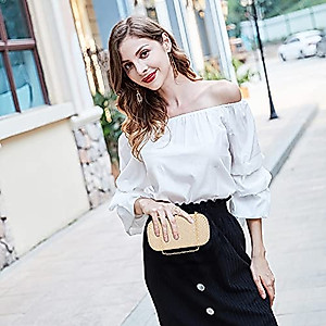 Pinprin Ladies Evening Clutch Bag Elegant Handbag Purse for Wedding Formal Prom Party Bridal (A-Gold)