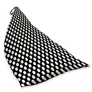 Ambesonne Geometric Lounger Chair Bag, Curved Shapes Inspired in Oriental Style Traditional Architecture, High Capacity Storage with Handle Container, Lounger Size, Charcoal Grey and Ivory