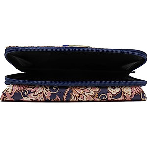 MUNDI Women's Vegan Faux Leather MY BIG FAT WALLET Flap RFID Clutch Ladies i656x (Blue Floral)