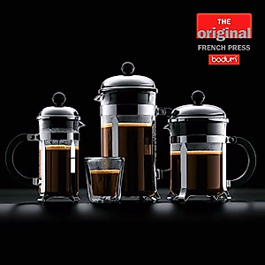 Bodum 34oz Chambord French Press Coffee Maker, High-Heat Borosilicate Glass, Stainless Steel, Black – Made in Portugal