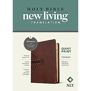 NLT Compact Giant Print Bible, Filament Enabled (LeatherLike, Mahogany Celtic Cross, Red Letter)