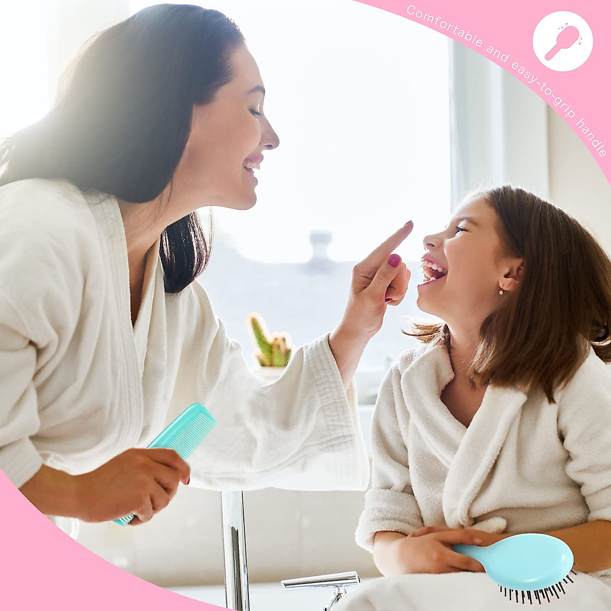 12 Pack Wet Small Hair Brush Hair Combs Set, 6 Detangler Mini Hair Brush Detangling Travel Hair Brush 6 Plastic Fine Wide Hair Combs for Women Men Kids Toddler Girls Baby Curly Hair(Stylish Colors)