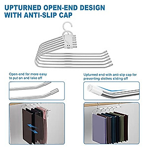 Magic Pants Hangers Space Saving - 6 Tier Multi-Functional Rack for Hanging Pants, Jeans, Scarf, Trouser, Clothes. No Slip Folding Hangers for Closet Organizer - for Men and Women, 2 Pack