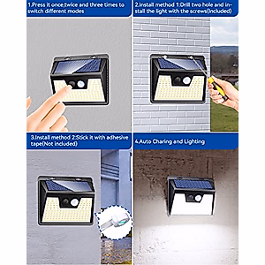 Peasur Solar Outdoor Lights [2 Pack/140LED], Motion Sensor Outdoor Lights Ultra-Bright, Solar Powered Security Lights 3 Working Modes, Solar Lights Outdoor Waterproof for Outside Garden Yard (500LM)