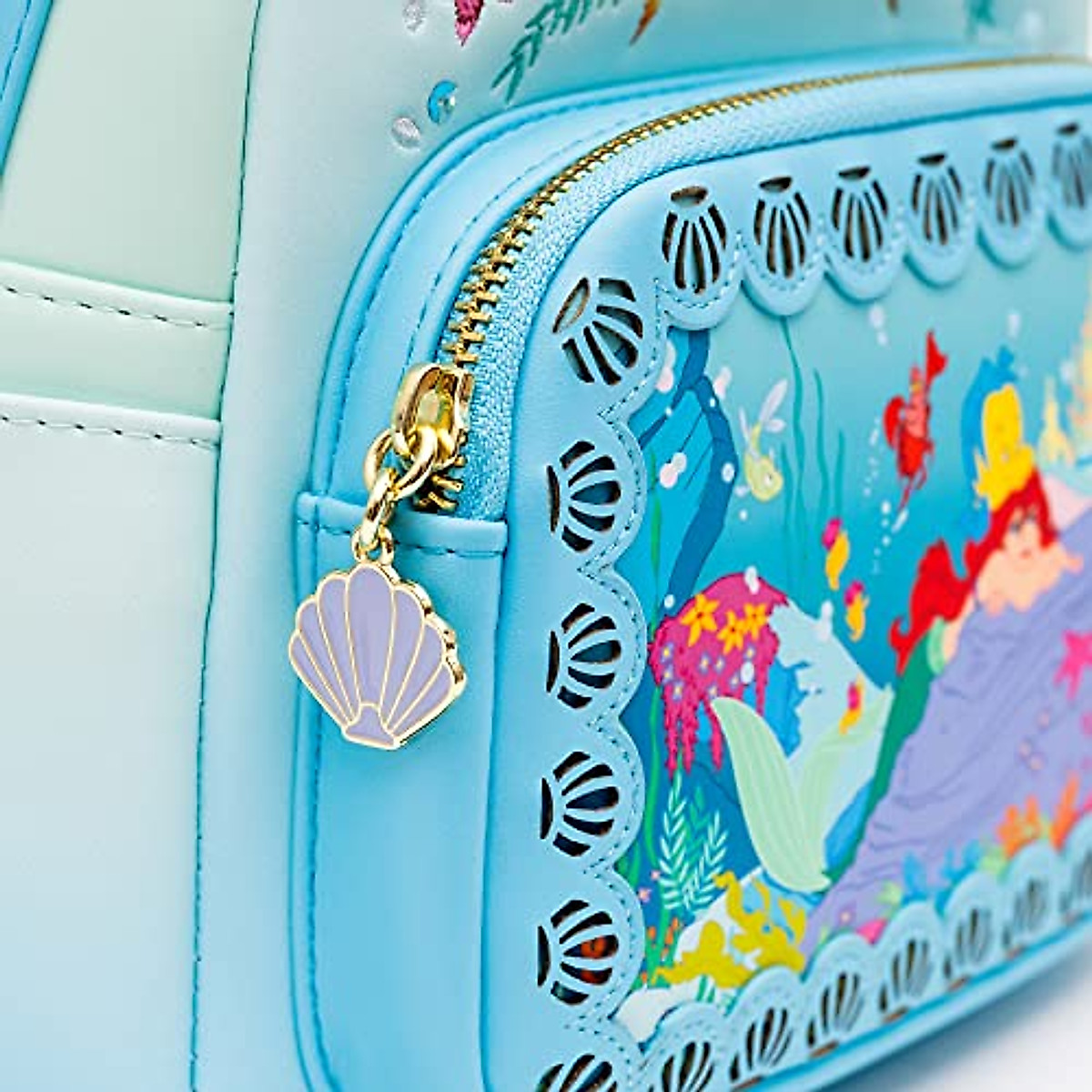 Loungefly Disney The Little Mermaid, Princess Stories Series Ariel Mini Backpack, Flounder Sebastian