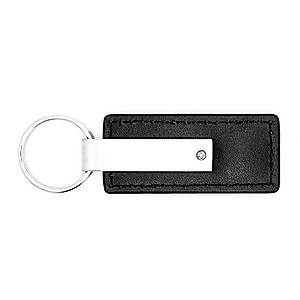 Honda Insight Black Leather Key Chain with Satin Metal & Attached Keychain Ring