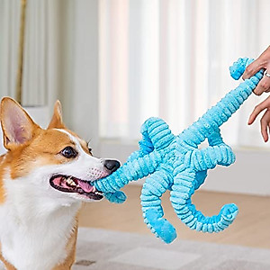 Pubialo Squeaky Dog Toys Octopus-Tug of War Dog Plush Toy for Large Breed Interactive Stuffed Dog Chew Toys for Puppies Small and Large Dogs Training and Reduce Boredom