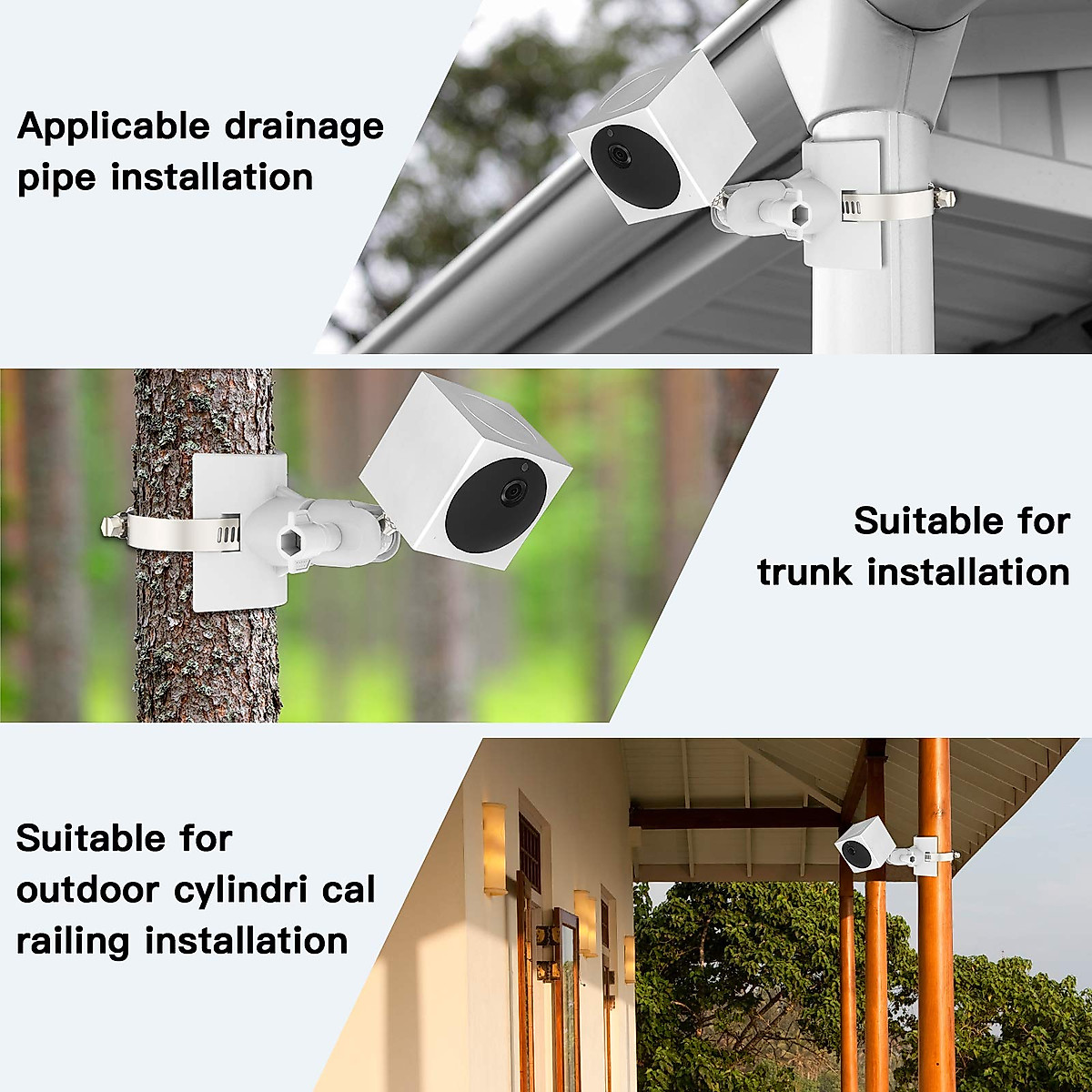 Holaca Pole Mounting Bracket for Wyze Cam Outdoor/V3/V3 Pro/V4,Adjustable Wall Mount for Wyze Camera Home Camera System,Applicable Pipe Diameter Size 1.18-7.87 inch (30mm-200mm) White