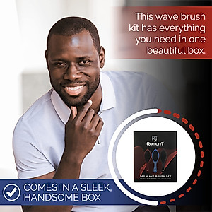 Roman-T Men's 360 Wave Brush Set - Three Handle Brushes for 360 Waves (Soft, Medium & Hard) - Grooming Gift Set