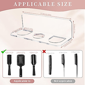 Acrylic Hair Brush Holder for Bathroom Adhesive Hair Tool Oragnizer Wall Mounted Hair Brush Holder Organizer with 3 Holes for Hair Dryer Curling Wands Hair Straighteners(Transparent)