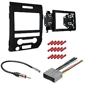 CACHÉ KIT6742 Bundle with Car Stereo Installation Kit for Ford F150 2013 – 2014 in Dash Mounting Kit, Antenna, Harness for Double Din Radio Receivers (4 Item)