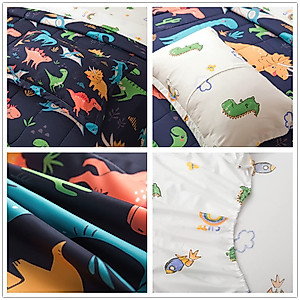 lishjekee Dinosaur Comforter Set Twin for Boys 6Pieces Dinosaur Bed in A Bag for Kids Jungle Dino Bedding Set Navy Blue T-Rex Dinosaur Comforter and Sheets Set Dino Bed Sets Home Decor