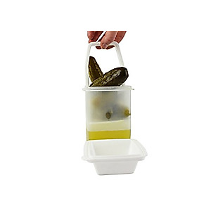 Home-X - Pickle Storage Container with Strainer Insert, The Ultimate Kitchenware Food Saver for Preserving and Keeping Edibles Fresh, White