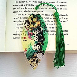 6 Pieces Handmade Leaf Vein Bookmarks with Tassels Chinese Paintings Panda Best Gift for Your Friends Kids Student Souvenirs Business Gift Christmas Gift Birthday Gift