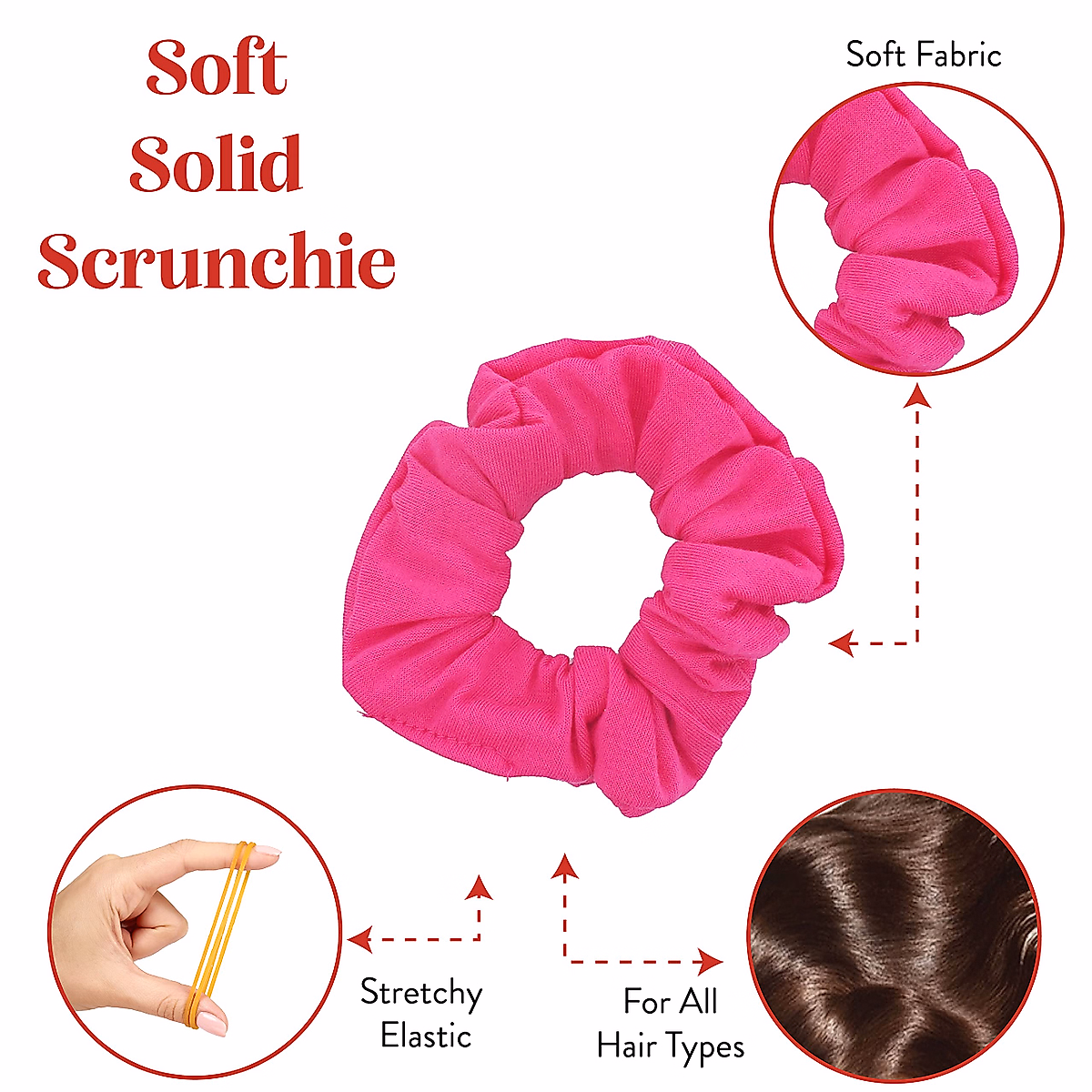 Set of 2 Solid Scrunchies (Hot Pink)