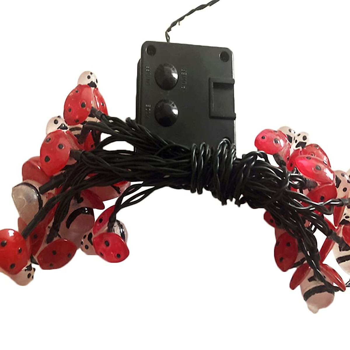 Uonlytech Solar Ladybugs String Lights Outdoor, 20LEDs Waterproof Animal String Light Copper Wire Red Ladybug Fairy Lights for Home Patio Garden Decoration
