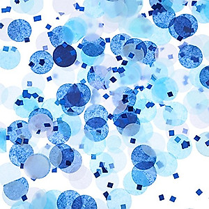 TecUnite 1 Inch Tissue Paper Confetti White Blue Table Confetti for Boys Baby Shower Birthday Decoration, 1.76 oz