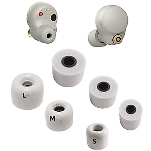 JNSA Foam Tips Replacement for Sony WF-1000XM4 Sliver,WF-1000XM5, WF-XB700, Ultimate Comfort Noise Canceling Memory Foam Eartips Foam Ear Tips,Small Size 3 Pairs, Silver S Size (FoamXM4S3PS)
