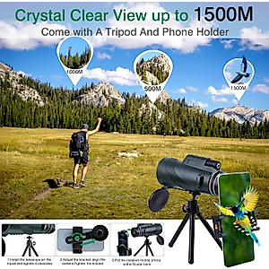 Fcteap Monocular Telescope BAK-4 Prism and FMC Lens for Adults High Power HD Compact Handheld Telescope Travel Essentials Stargazing Hunting Wildlife Bird Watching Camping Hiking Phone (Green,80x100)