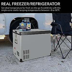 FM-452SG 45 Quart Slimfit Portable Refrigerator, AC 115V/ DC 12V Real Freezer for Car, Home, Camping, RV-8°F to 50°F, Charcoal, Gray