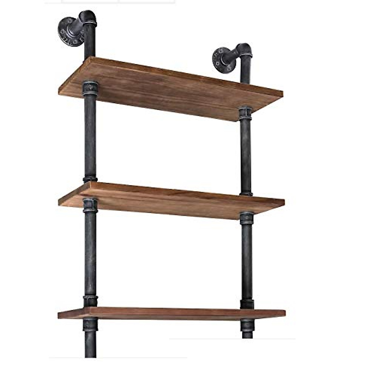 Diwhy 24”Width Industrial Pipe Shelves Rustic Modern Wood Ladder Bookcase with Metal Frame,Pipe Wall Shelf,Wood Storage,Home Decor,Display Shelving,Retro Floating Wood Shelving,6 Layer Bookshelf
