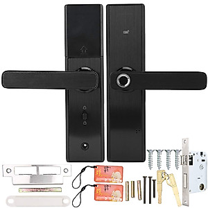 Fingerprint and Touchscreen Smart Lock, 4-in-1Home Security Smart Lock, Biometric Fingerprint Lock, Anti-Peeping Intelligent Security Smart Door Lock, Match Home Aesthetics (Black)