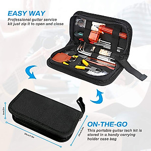 Number-one Guitar Repair Tool Kit 26Pcs Guitar Maintenance Kit with Wire Plier String Organizer Fingerboard Protector Hex Wrenches Files String Action Ruler Spanner Wrench for Guitar Ukulele Banjo