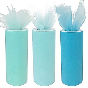 Just Artifacts Tulle Fabric Roll 25-Yards Length x 6-Inch Width (3pcs, Assorted #4)