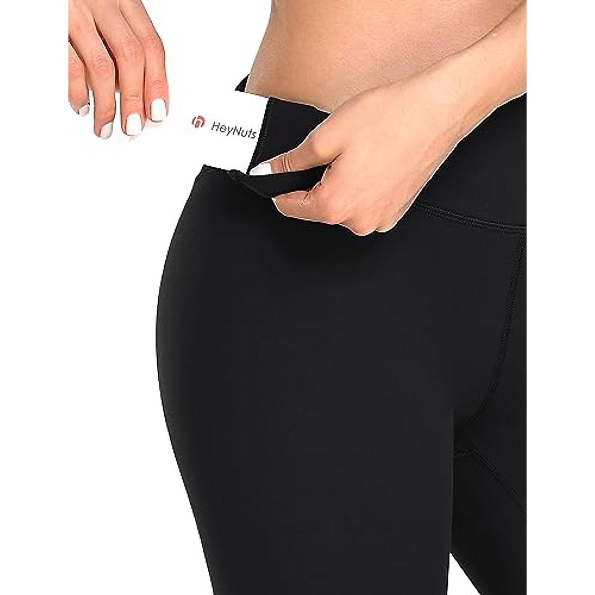 HeyNuts Full Length Leggings for Women with Drawstring, High Waisted Compression Tummy Control Workout Yoga Gym Buttery Soft Pants 28’’ Black M(8/10)