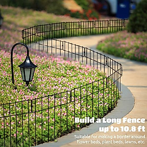 10 Pack Animal Barrier Fence: Decorative Garden Fence No Dig|Rustproof Metal Wire Fencing Border Animal Barrier for Dog Rabbits Ground Stakes Outdoor Yard Patio - Total Length 17 in(H) X 10.8 Ft(L)