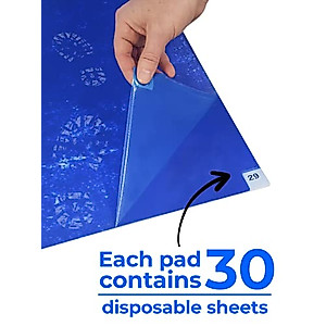 Samrang Sticky Pads, Cleanroom Sticky Mats for Construction 24" x 36" Adhesive, Walk Off Tacky Mat for Construction Lab-Room Hospital to Capture Dirt and Debris,30 Sheets per Pad (Blue) (4)