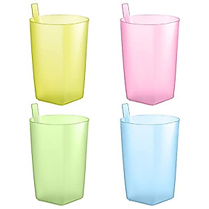 EXCEART Children Sippy Cup 4Pcs Toddler Sip Cups with Built in Straw Kids Drink Cups with Straws
