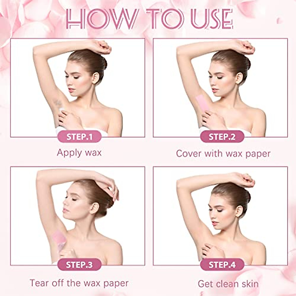 400 Pieces Non Woven Wax Paper Strips Facial and Body Hair Removal Waxing Strips Epilating 10 x 3.8 cm Wax Strip Paper (Pink)