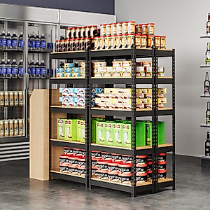 Yaheetech Storage Shelves 5 Tier Garage Shelving Heavy Duty Garage Shelves Adjustable Metal Shelving Unit Utility Rack Industrial Shelving for Warehouse Pantry Closet, 27.5"W x 12"D x 60"H, Black