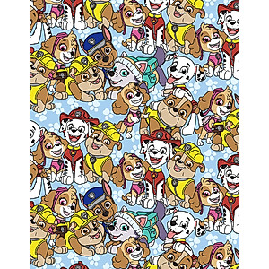 DAVID TEXTILES Paw Patrol Buddies Blue Cotton Fabric by The Yard, Multi, 45 Inches
