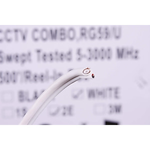 FIVE STAR Cable 500 ft. RG59 Siamese CCTV Combo Coaxial Cable - 20AWG RG59 Video + 18/2 18AWG Power for Surviellance Security System (500 Ft, White)