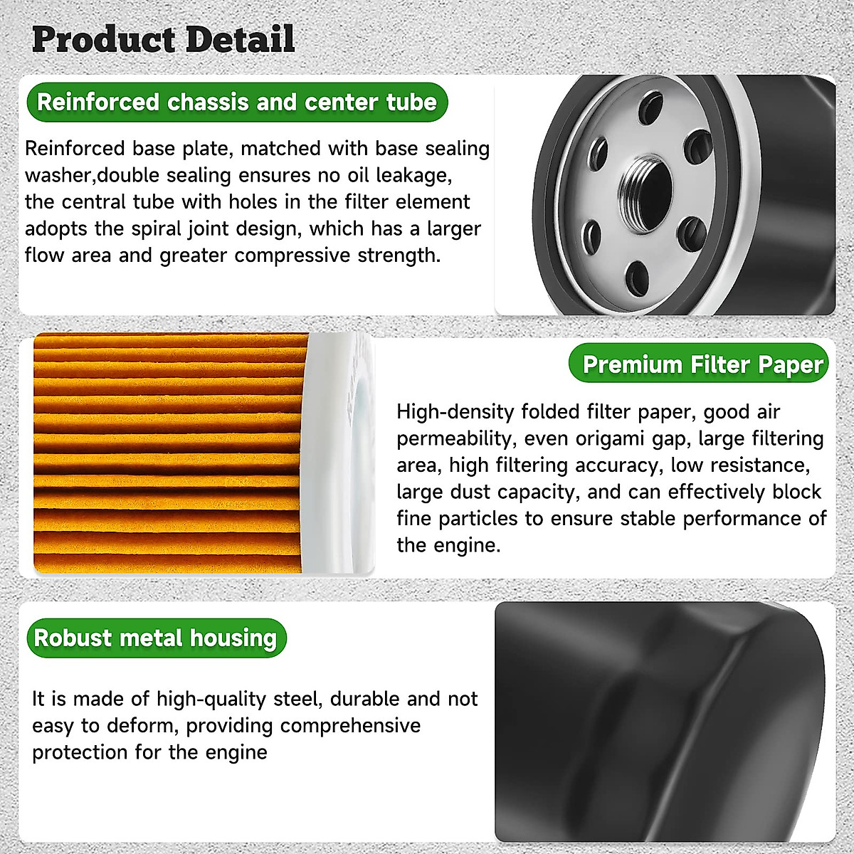 FHSJXR 12-050-01-S Oil Filter for 12 050 01 12 050 01-S1 KH-12-050-01-S KH-12-050-08, AM125424, 49065-7007 49065-0721 492932S Cub Cadet, Craftsman, Troy Bilt, Toro Lawn Mower Oil Filter