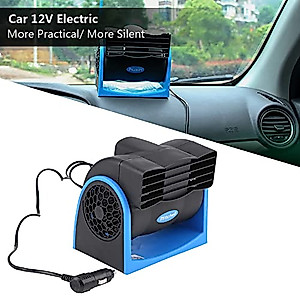 Zerone Car Silent Air Fan, Universal 12V Electric Car Mini Fan Adjustable Speed Silent Air Fan with Cigarette-Lighter Plug for Truck RV SUV ATV, 6.5 x 5.1in